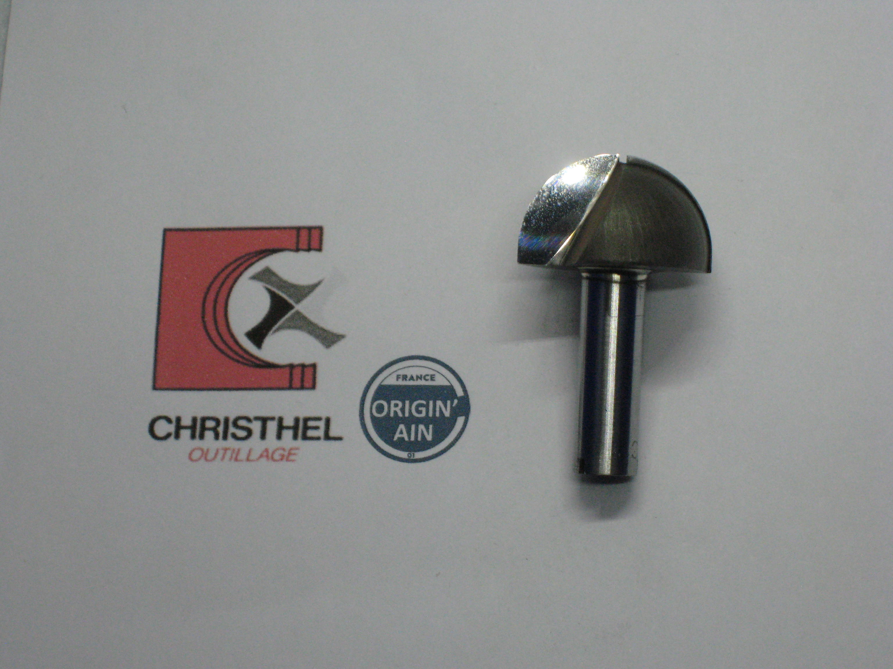 Christhel | FRAISE BOULE 2 DENTS DROITES Ø15 - R7,5 QUEUE Ø8